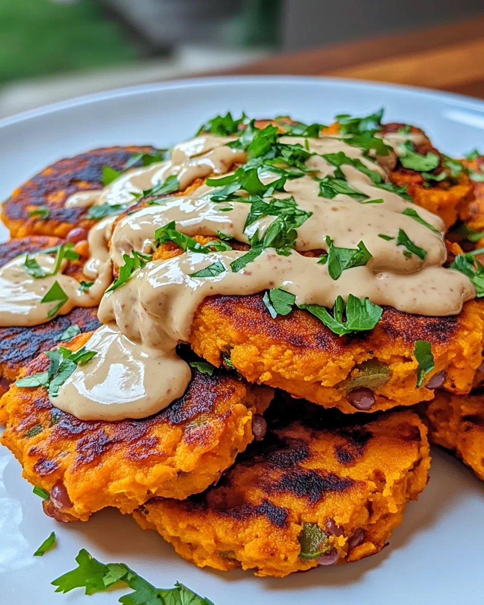 Sweet Potato Patties with Red Lentils and Tangy Tahini Dressing - Crisp ...