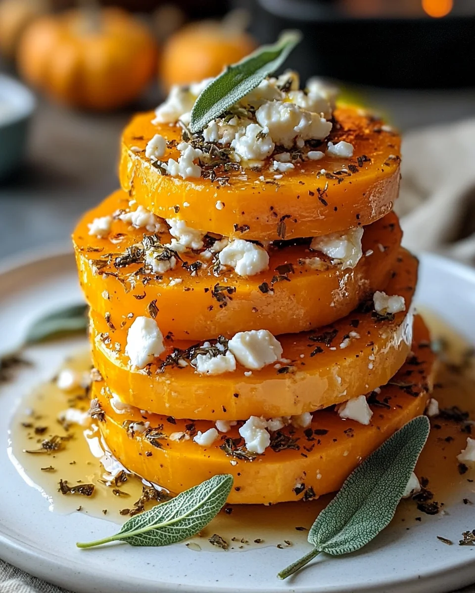 Butternut Squash & Feta Towers with Maple Sage Glaze - Crisp Tastes