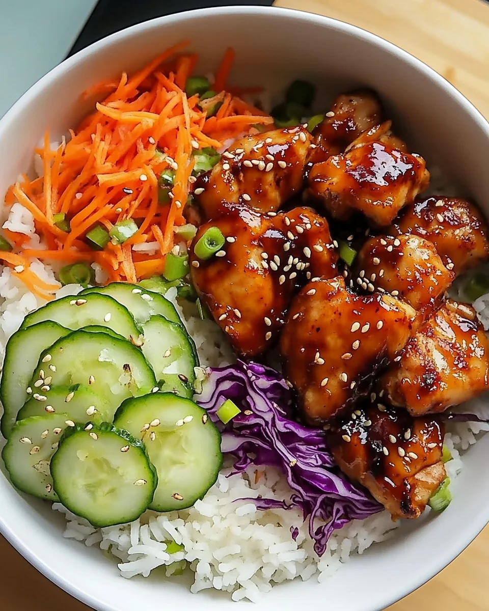 Sweet chili chicken rice bowls with chicken thighs - Crisp Tastes