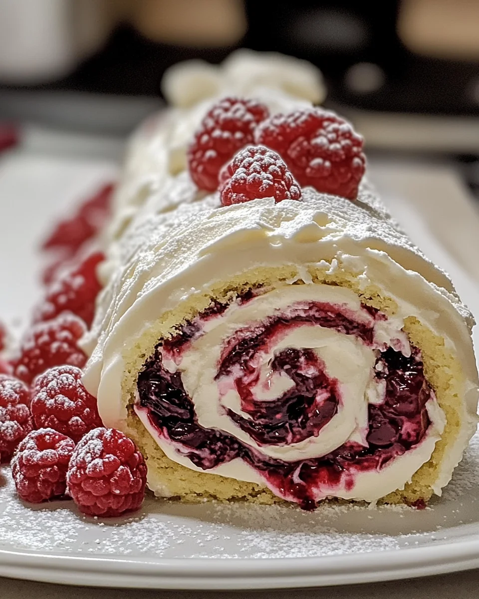 Raspberry White Chocolate Cake Roll - Crisp Tastes