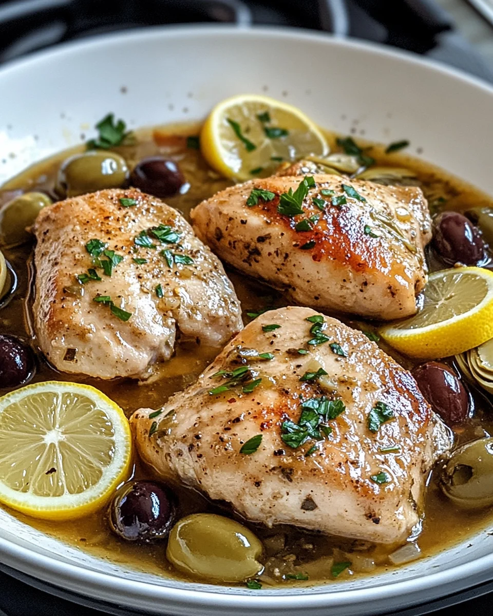 Mediterranean lemon chicken with artichokes and olives - Crisp Tastes