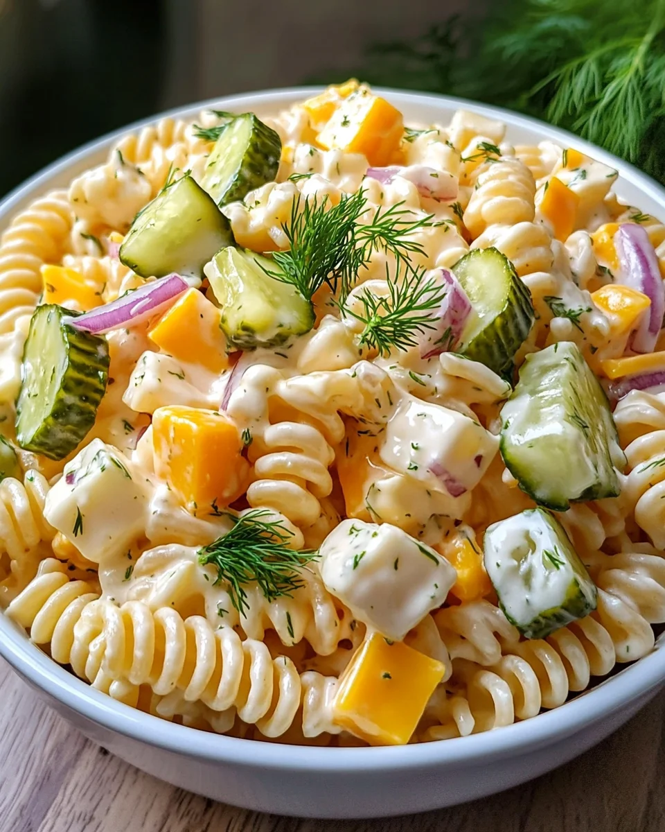 Dill Pickle & Cheddar Pasta Salad: A Flavorful Delight! - Crisp Tastes