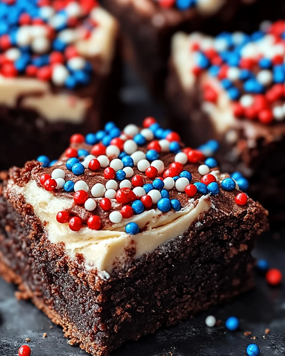 Fudgy Memorial Day Brownies with Red, White & Blue Toppings - Crisp Tastes