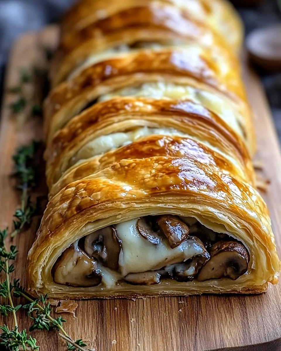 Savory Mushroom & Gruyère Puff Pastry Braid Recipe