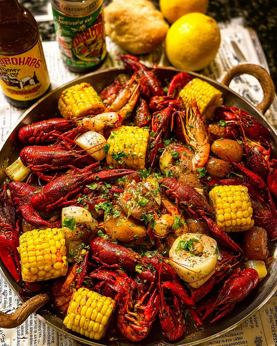 Stovetop Crawfish Boil with Garlic Butter Sauce - Crisp Tastes