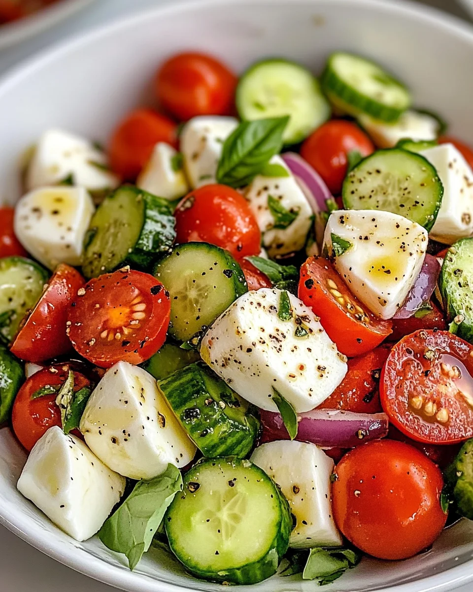 Cucumber Caprese Salad - Crisp Tastes