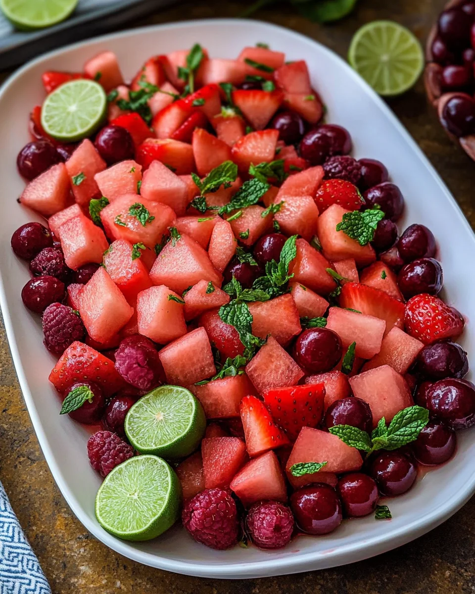 Easy Keto Watermelon Fruit Salad with Lime Mint Dressing - Crisp Tastes