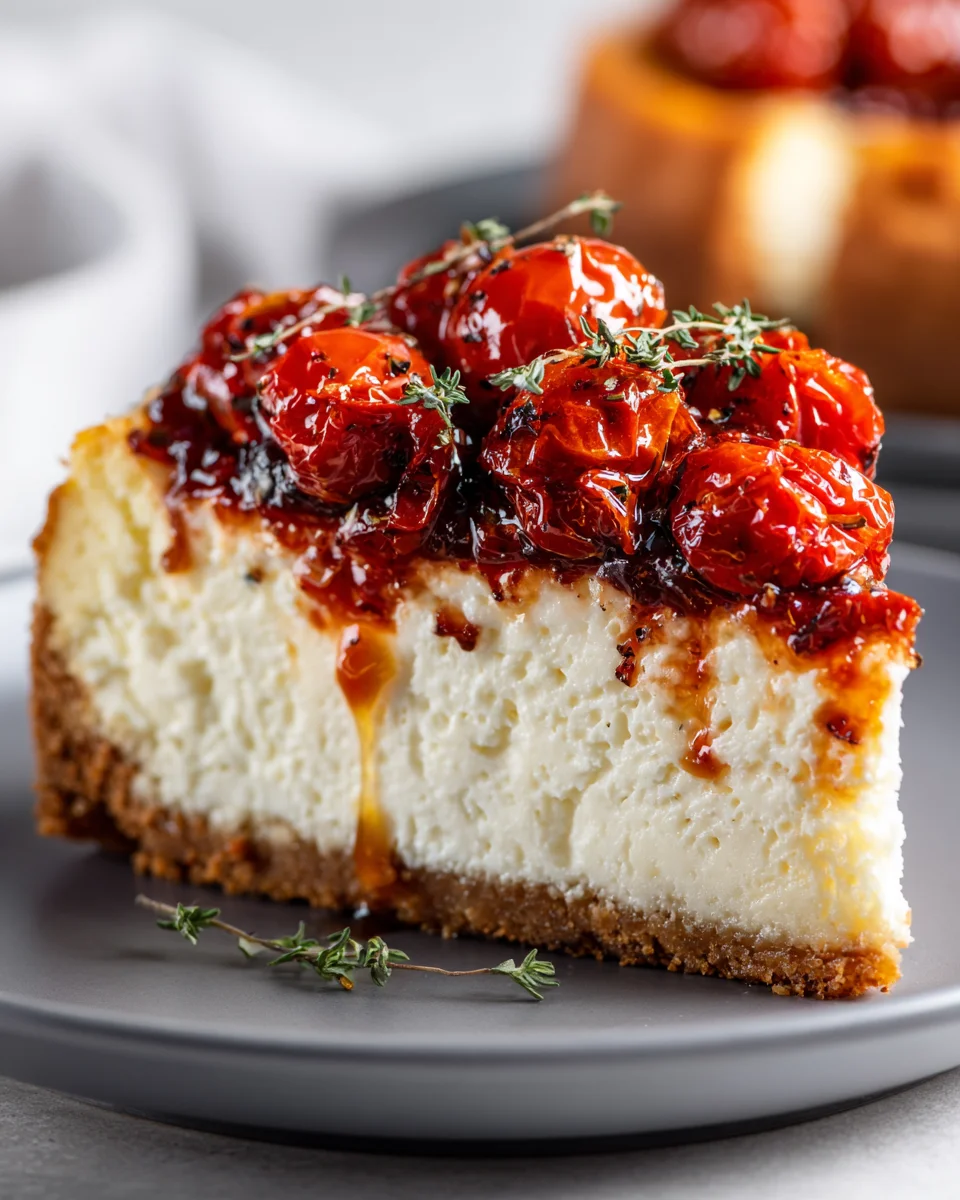 Savory Cheesecake with Roasted Tomato Jam & Parmesan Crust