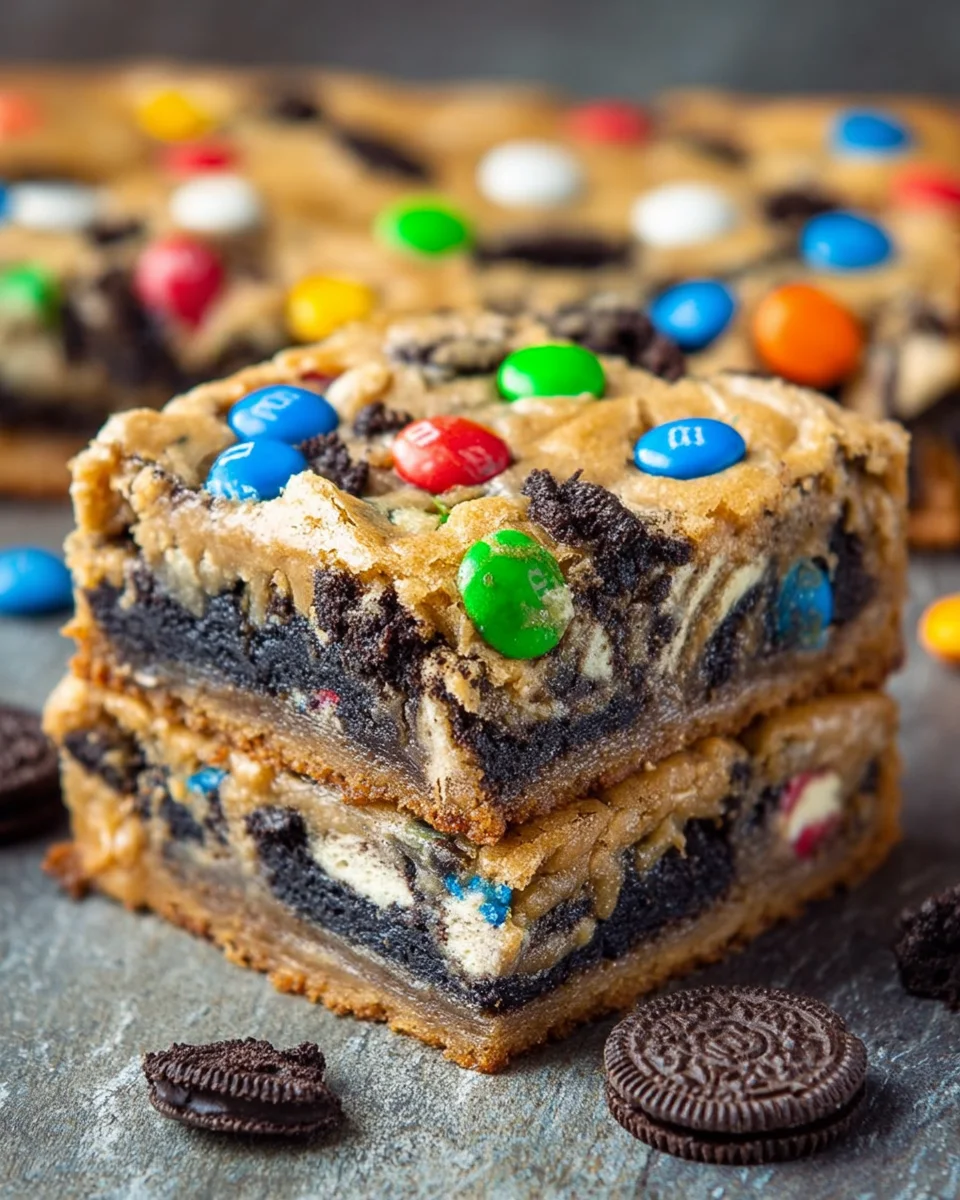 Loaded M&M’s Oreo Cookie Bars - Crisp Tastes