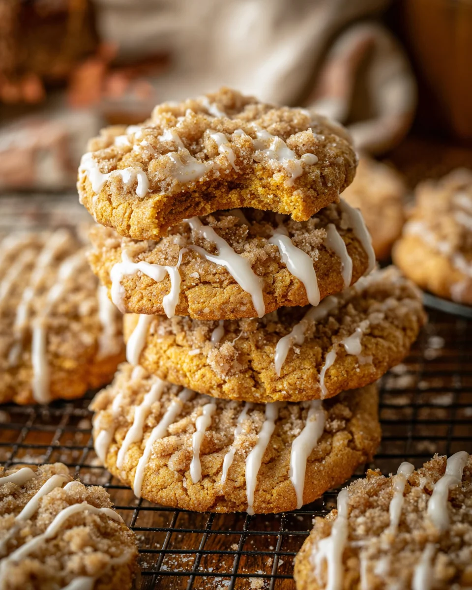 Pumpkin Streusel Crumble Cookies with Maple Glaze - Crisp Tastes