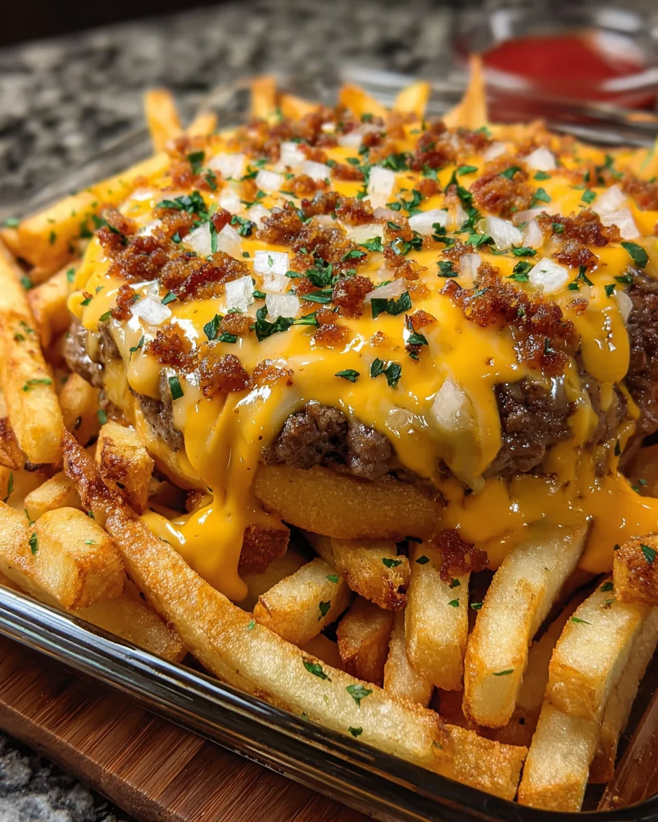 French Fry Cheeseburger - Crisp Tastes