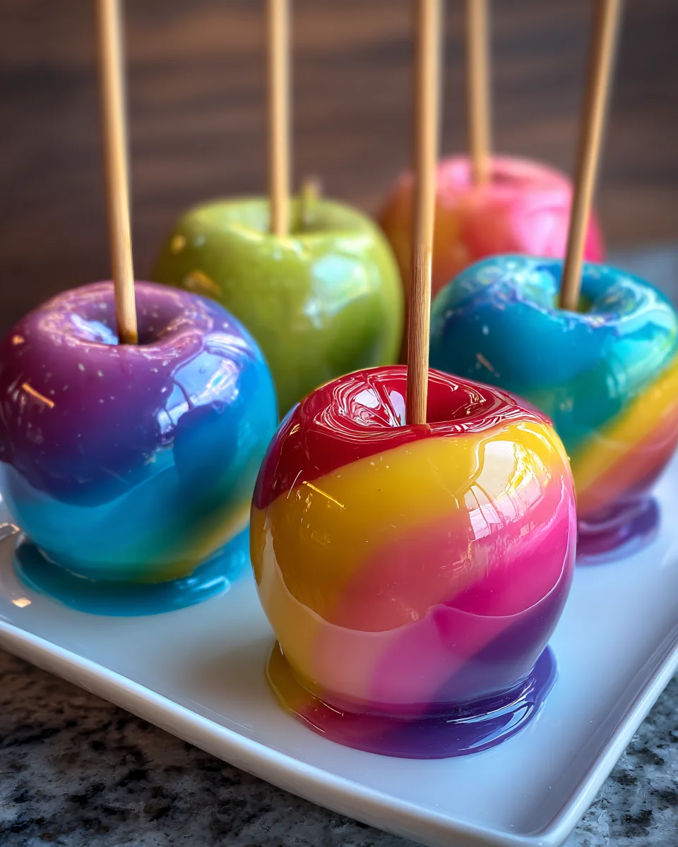 Rainbow Candy Apples - Crisp Tastes