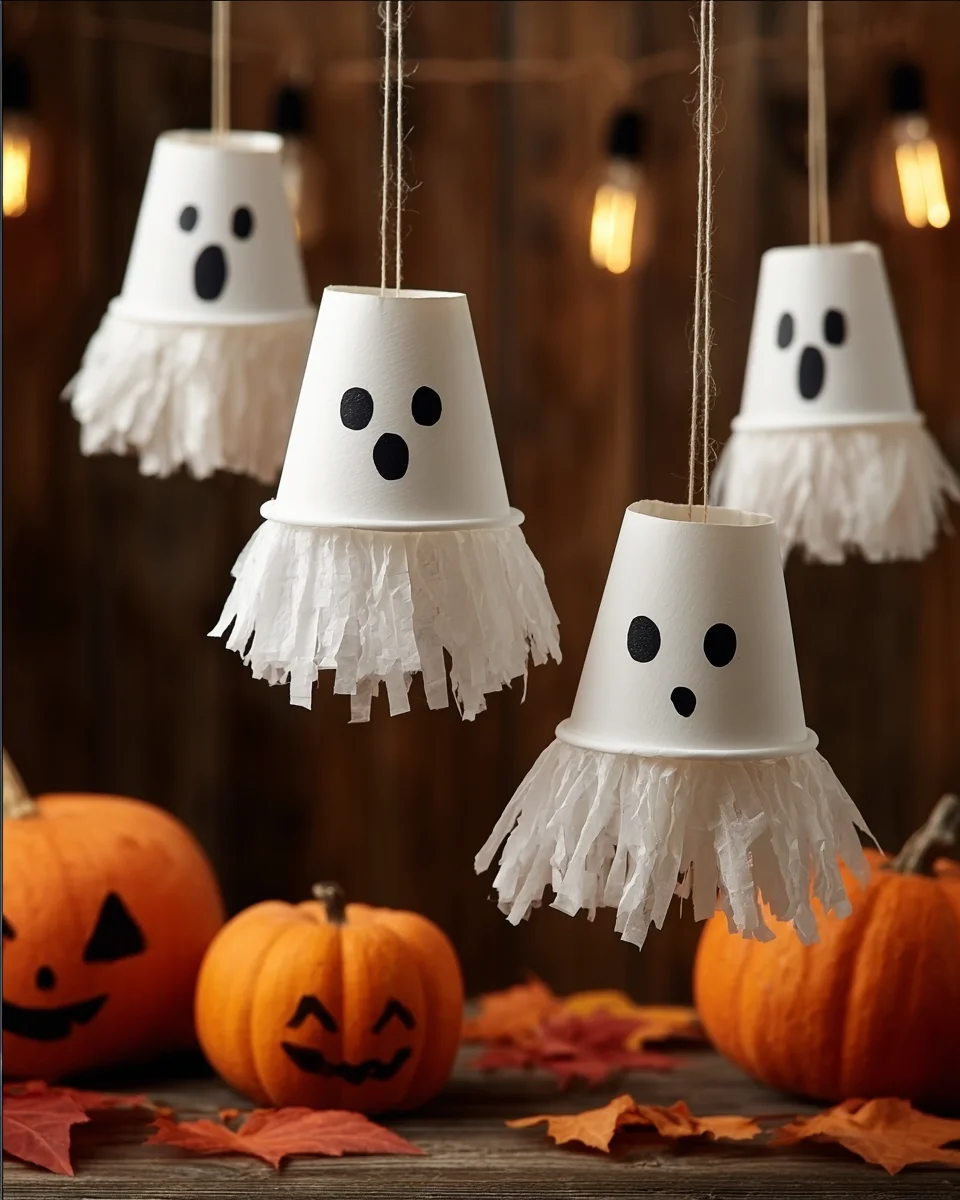 DIY Hanging Paper Cup Ghosts: Spooky Fun for Halloween! - Crisp Tastes