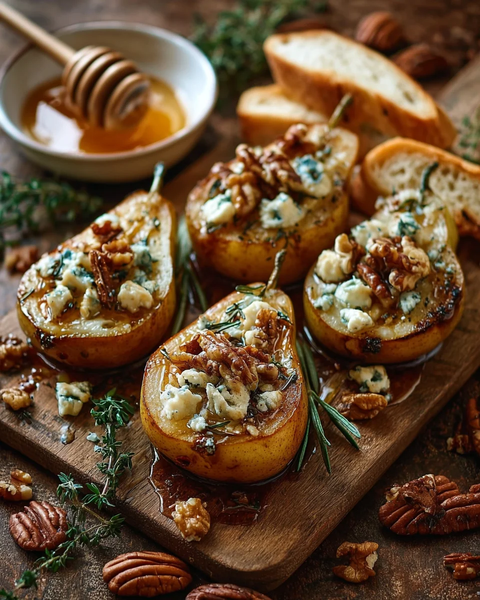 Roasted Pears with Goat Cheese & Maple-Walnut Drizzle - Crisp Tastes