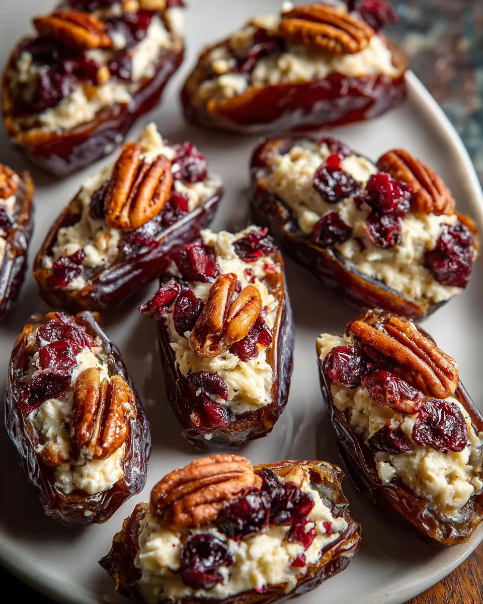 Cranberry Pecan Cream Cheese Stuffed Dates - Crisp Tastes