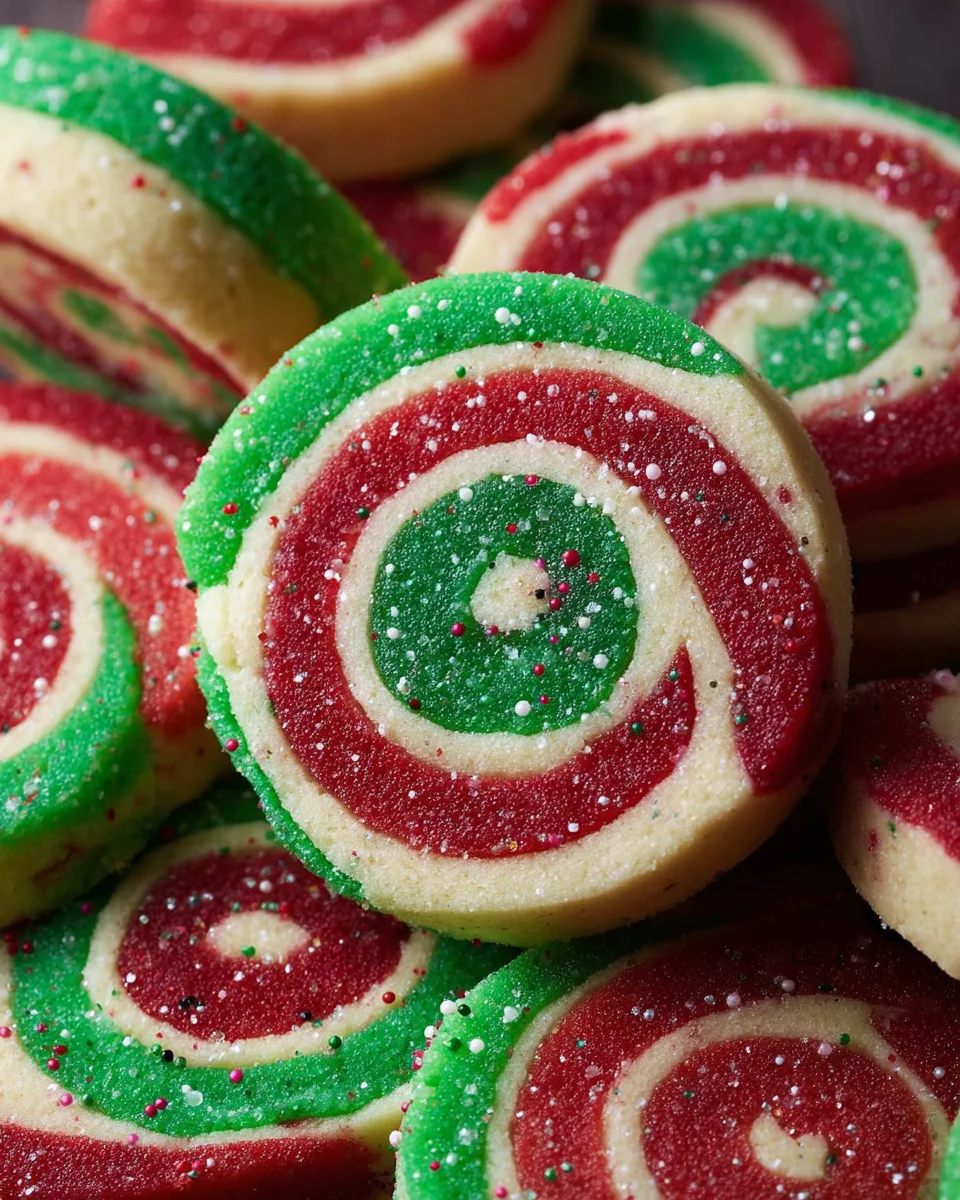 Christmas Swirl Pinwheel Cookies - Crisp Tastes
