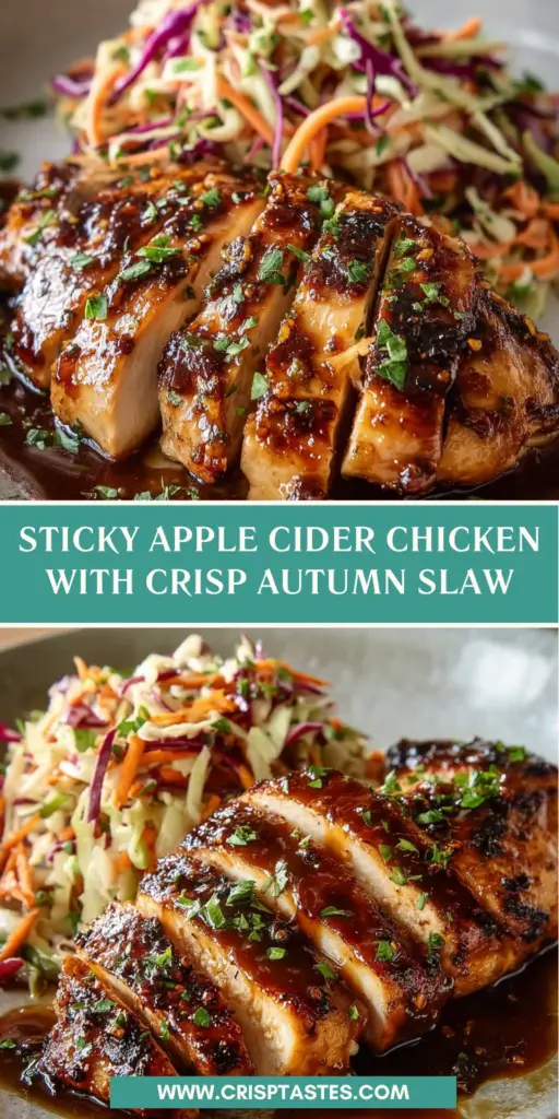 Sticky Apple Cider Chicken with Crisp Autumn Slaw - Crisp Tastes