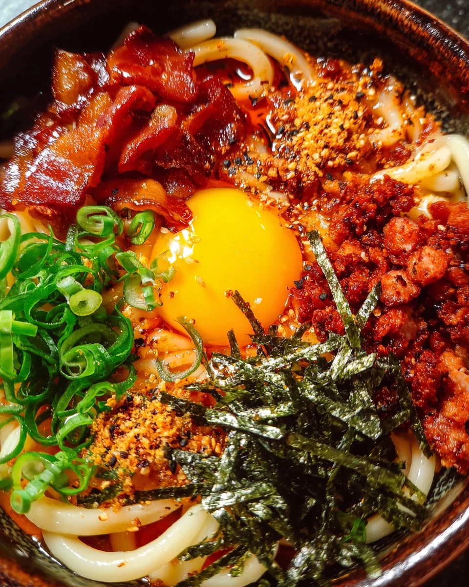 Egg and Bacon Breakfast Udon - Crisp Tastes
