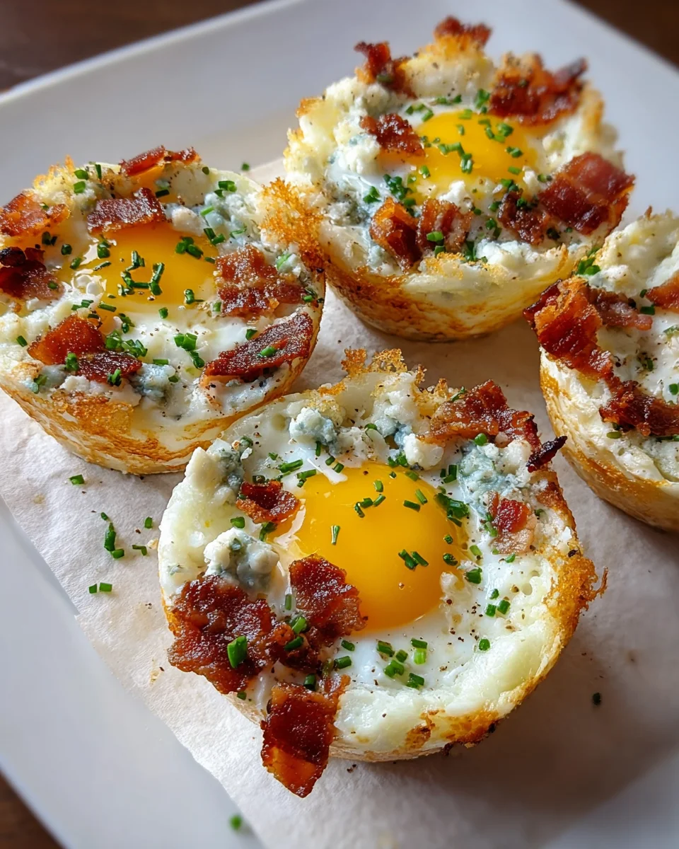 Cloud eggs blue cheese bacon - Crisp Tastes