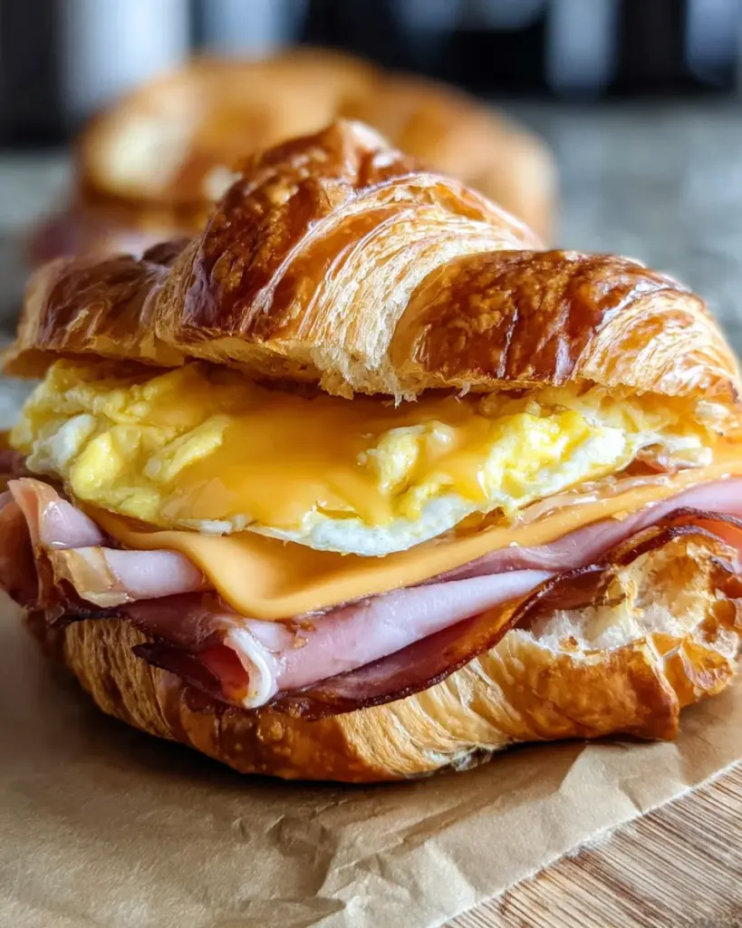 Easy Croissant Breakfast Sandwiches - Crisp Tastes